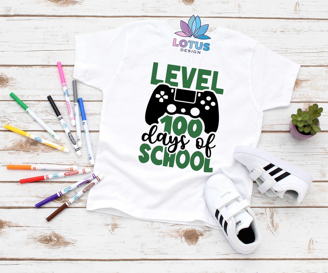 Level 100 Days of School Completed, Funny School Shirt, Game Lover Gift ...