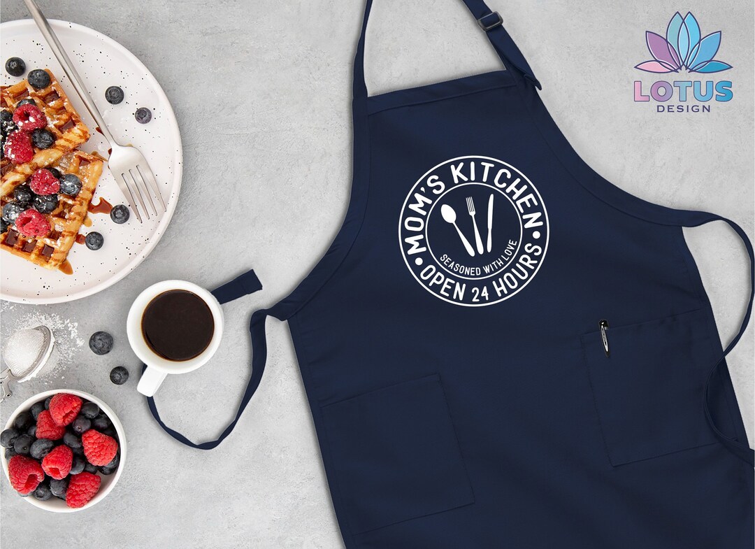 Mom's Kitchen Apron, Open 24 Hours Apron, Cooking Apron, Cute Gift for ...