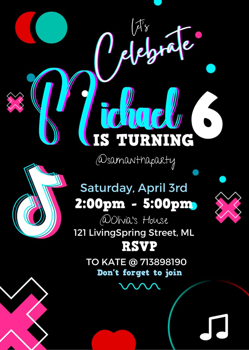 Invitación de cumpleaños musical: Fiesta de baile para adolescentes ...