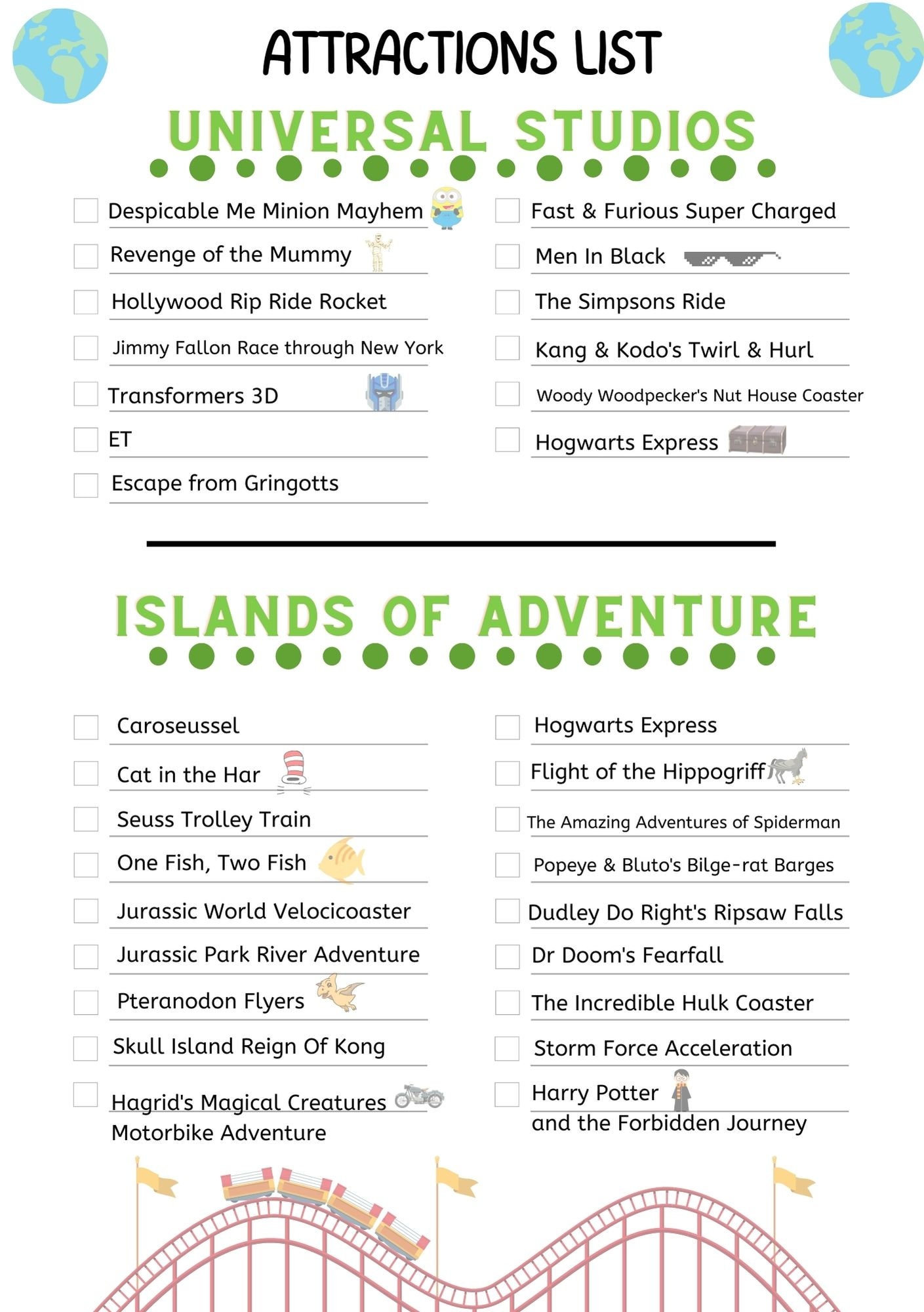 14 Day Universal Orlando Planner / Organiser / Digital Download ...