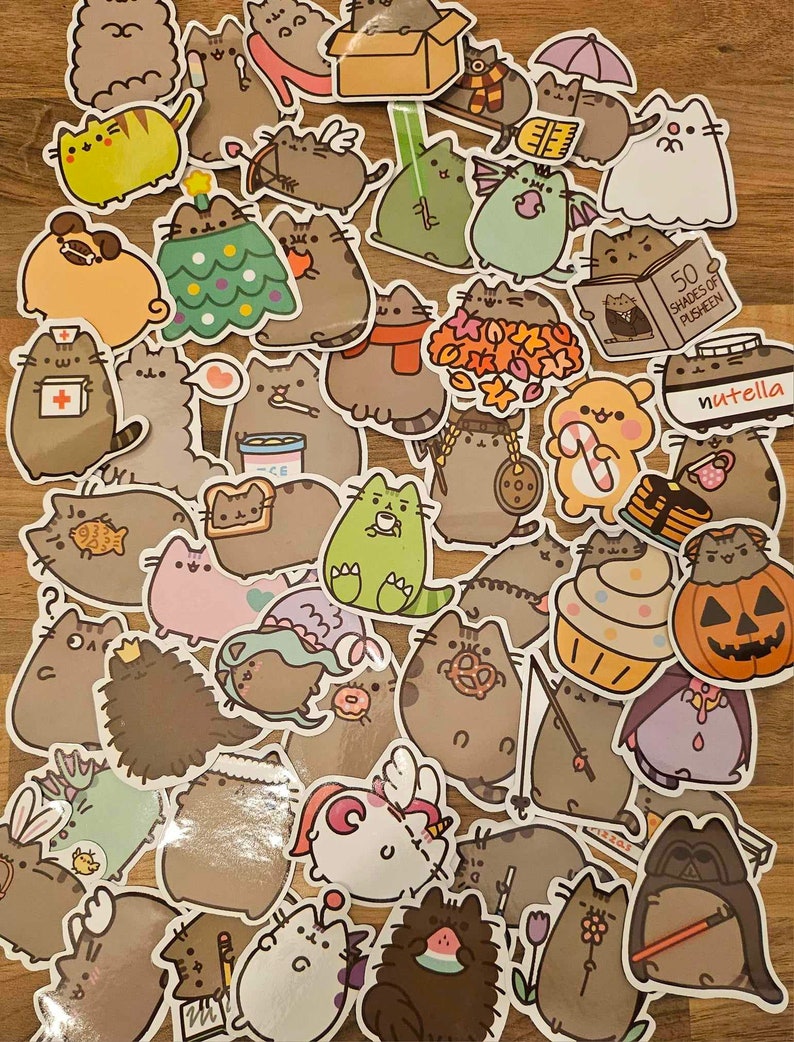 Cute Pusheen Cat Stickers / Fun Sticker Packs / Cute Cartoon - Etsy