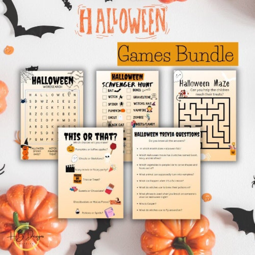 Halloween Printable Games / Instant Download / Halloween Party Games ...