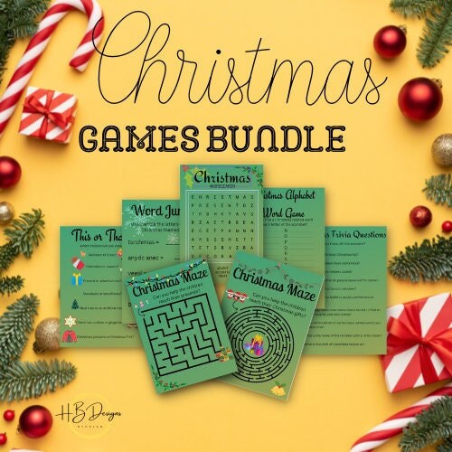 Christmas Themed Games Bundle Kids Games Printable Games Christmas ...