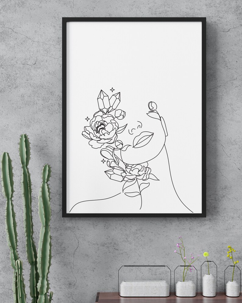 Minimalist Line Art Flower Set, Flower Line Art, Female Body Line Art ...