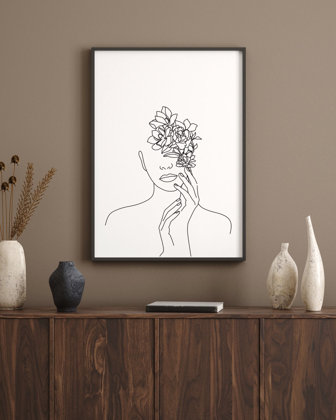 Minimalist Line Art Flower Set, Flower Line Art, Female Body Line Art ...