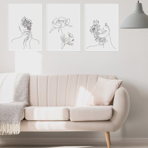 Minimalist Line Art Flower Set, Flower Line Art, Female Body Line Art ...