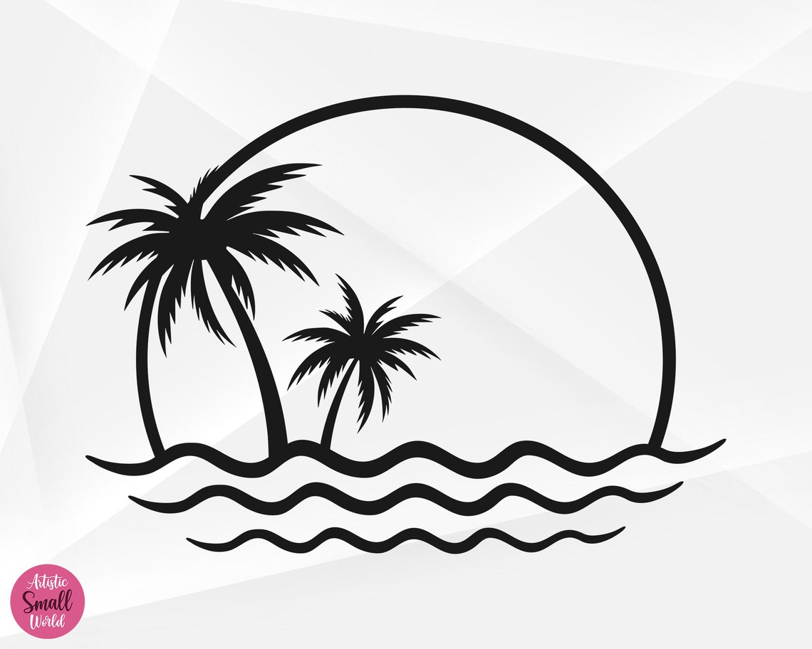 Beach Scene SVG Palm Trees Svg Tropical Palm Svg Ocean Svg - Etsy