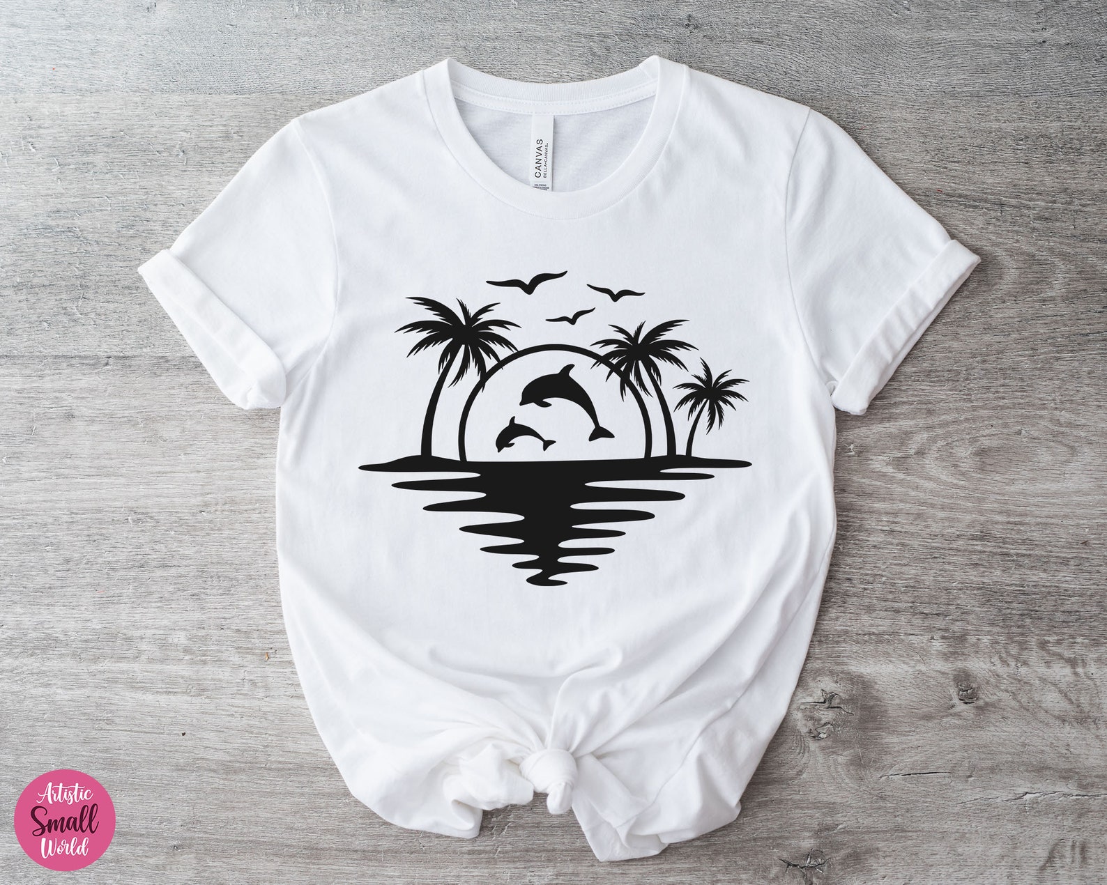 Beach Scene SVG Dolphin Palm Tree Sunset Svg Summer Svg - Etsy