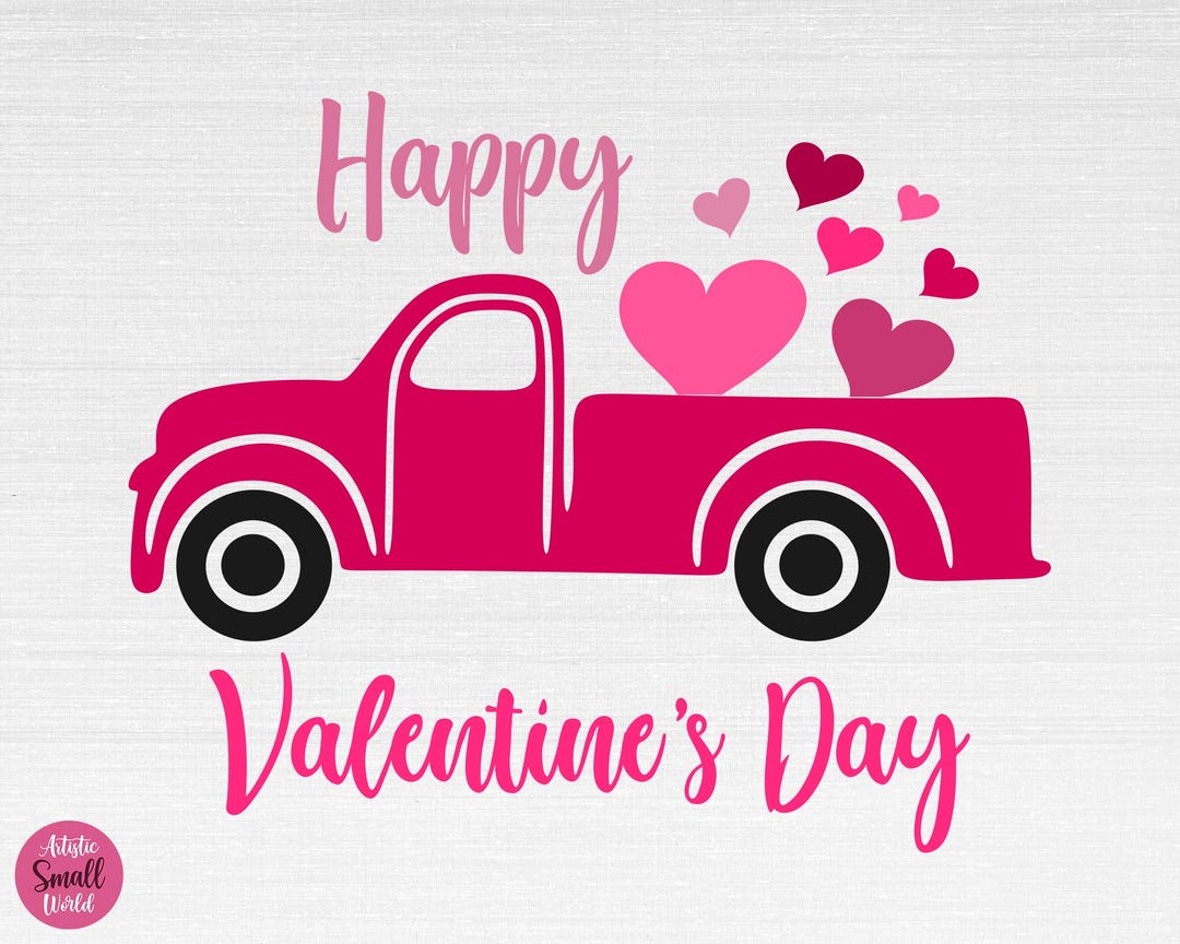 Happy Valentine's Day Truck Hearts SVG, Valentine's Day Svg, Hearts Svg ...