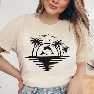 Beach Scene SVG Dolphin Palm Tree Sunset Svg Summer Svg - Etsy