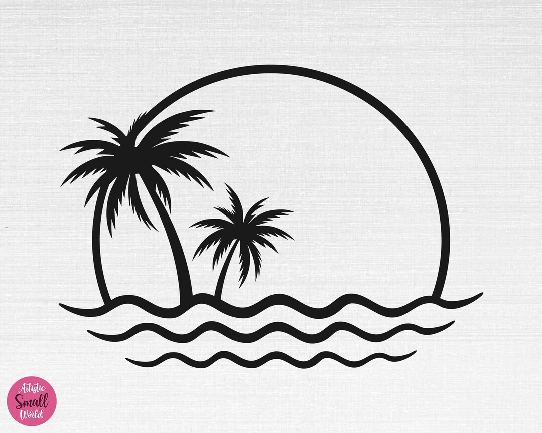 Beach Scene SVG, Palm Trees Svg, Tropical Palm Svg, Ocean Svg, Summer ...