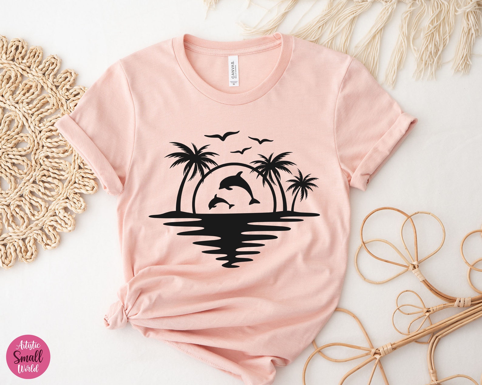 Beach Scene SVG Dolphin Palm Tree Sunset Svg Summer Svg - Etsy