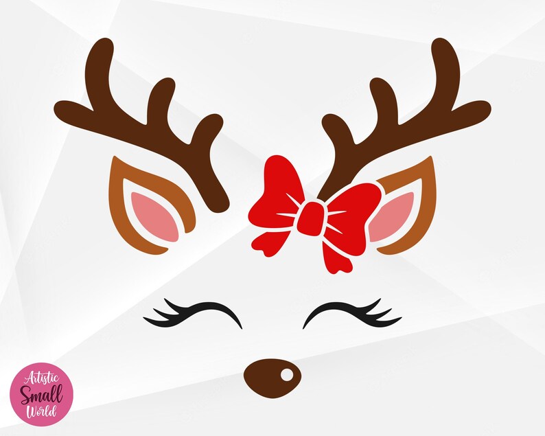 Reindeer Face SVG Christmas Svg Reindeer With Bow Svg - Etsy
