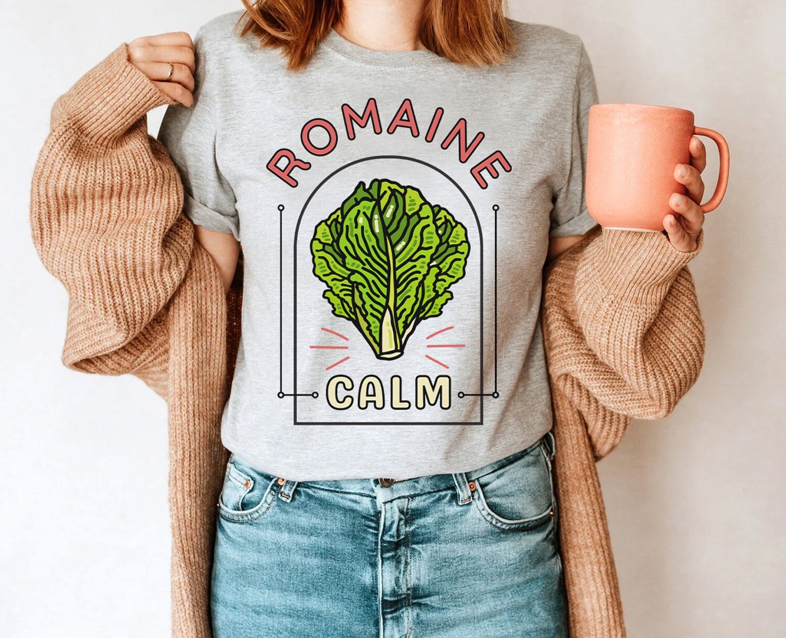 Romaine Calm Vegetable Pun Graphic Shirt // Funny Food Pun Graphic Tee ...