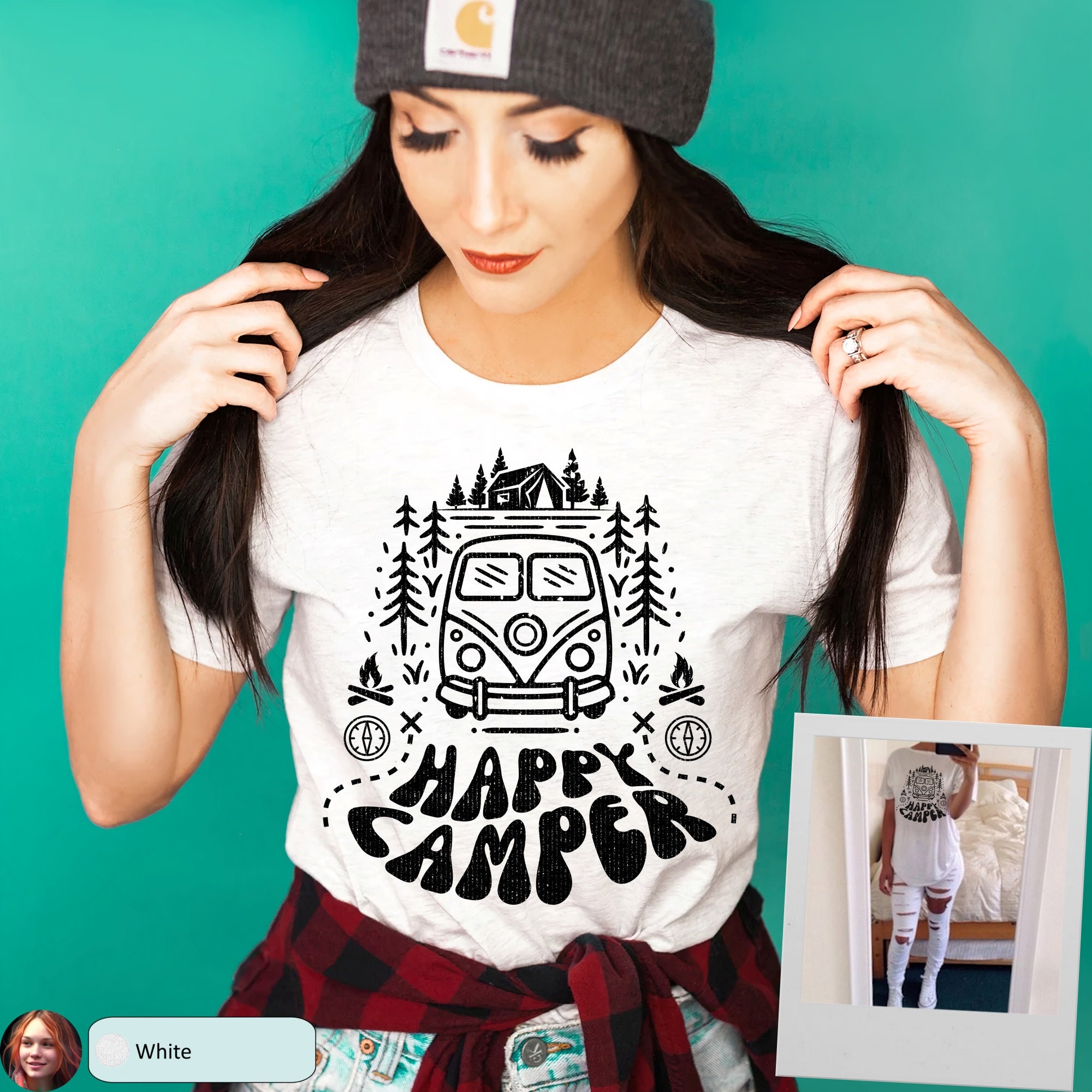 Happy Camper Shirt, Van Life T-shirt, Retro Vintage Camping Tee for ...