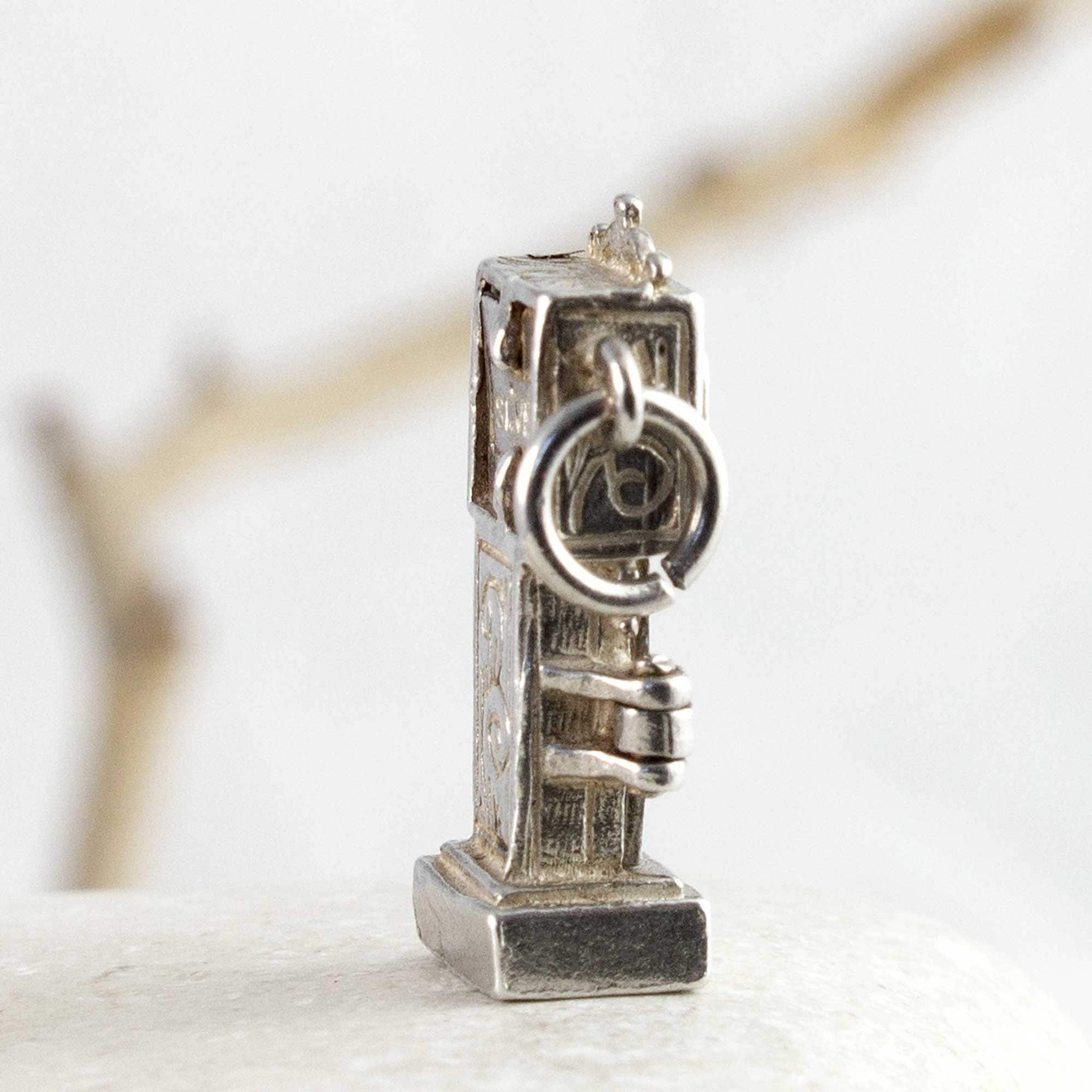 Vintage Silver Charm, Clock Charm With Movable Door, Sterling Silver ...