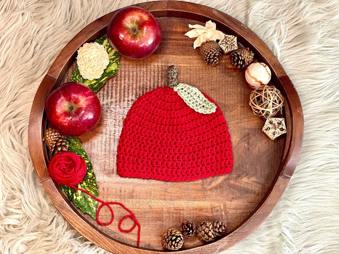 Crochet Baby Apple Hat, Apple Costume, Baby Fruit Hat, Fall Theme Baby ...