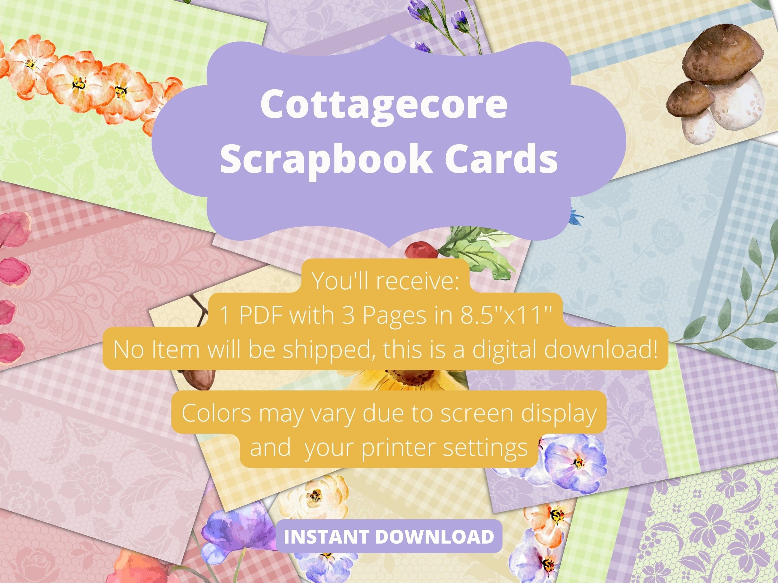 Cottagecore Scrapbook Cards Instant Download PDF to Print - Etsy Australia