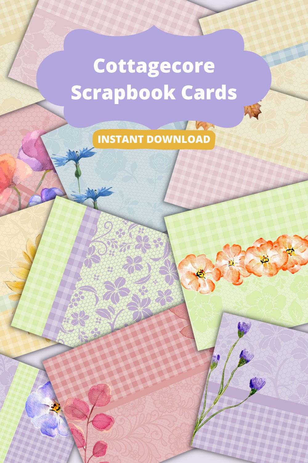 Cottagecore Scrapbook Cards Instant Download PDF to Print - Etsy Australia