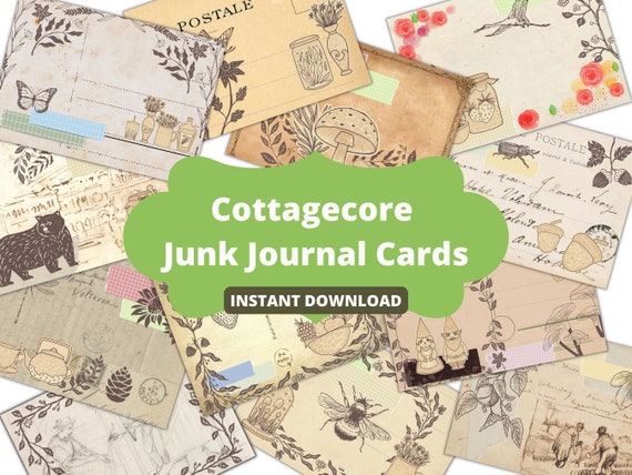 Cottagecore Junk Journal Cards Instant Download PDF to - Etsy