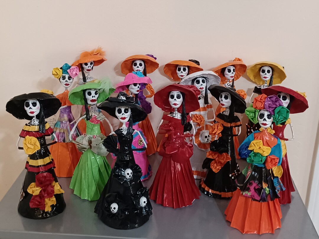 Day of the Dead Paper Mache Dolls - Etsy