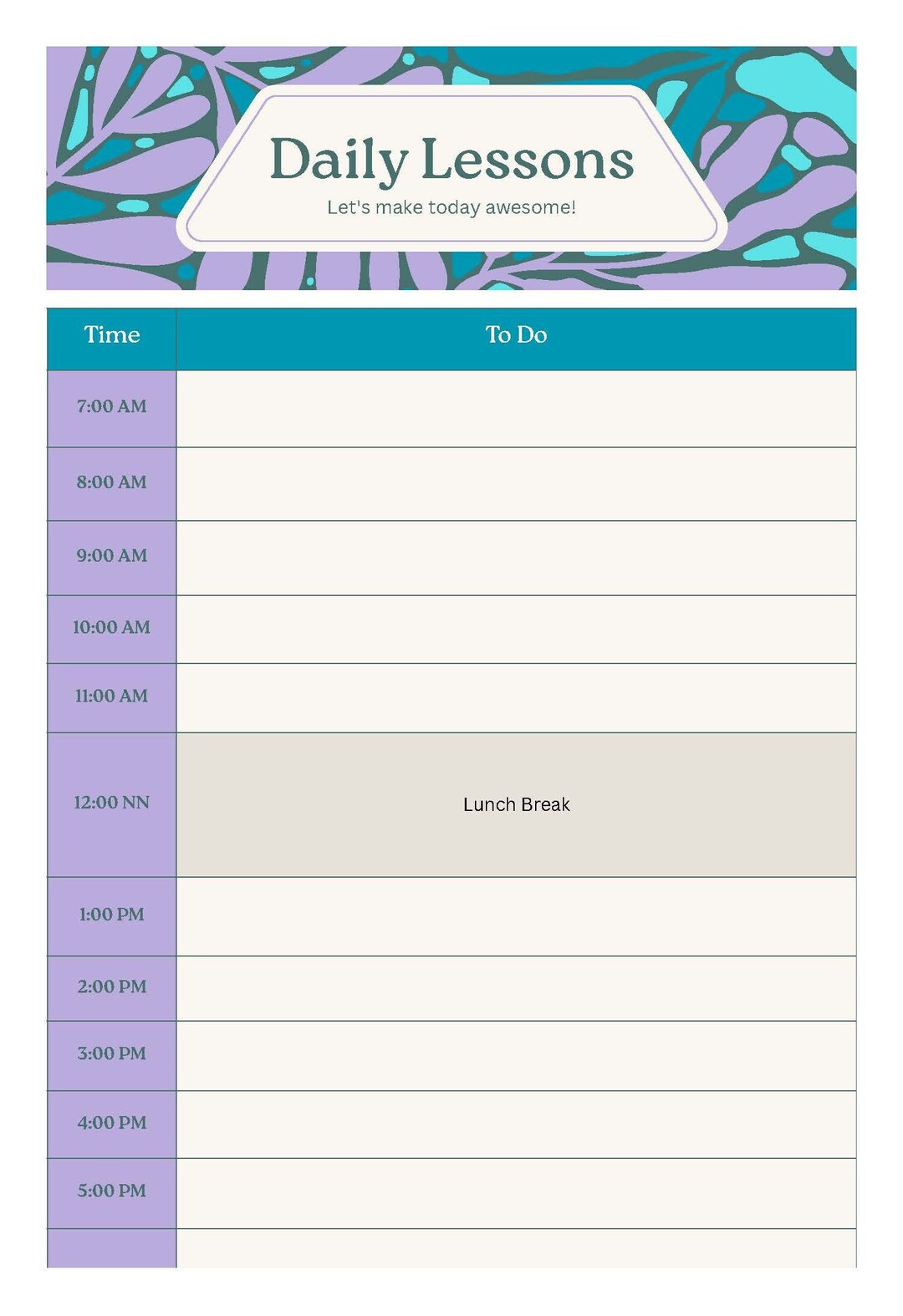 Homeschool Daily Schedule Template - Etsy