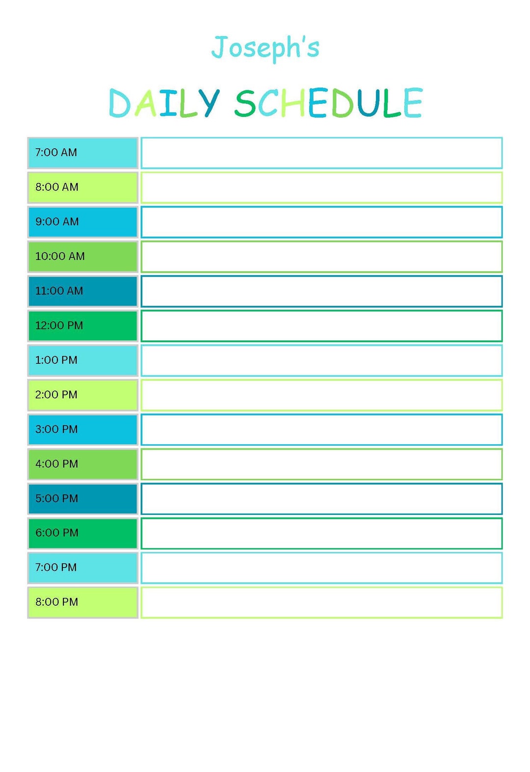 Kids Daily Schedule Template - Etsy