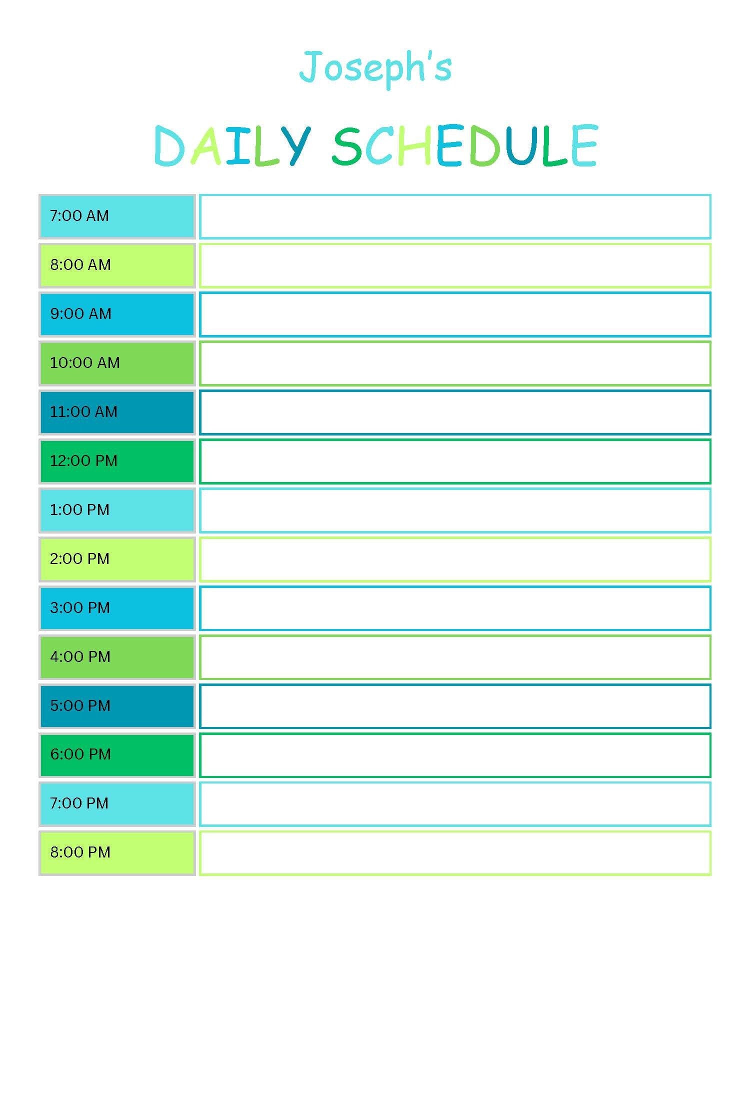Kids Daily Schedule Template - Etsy