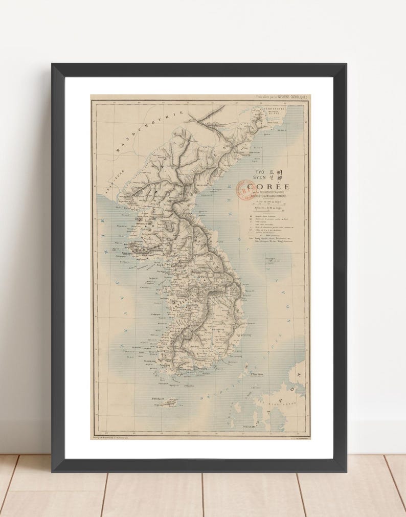 Vintage Map Korean Art Joseon Dynasty Artist Home Decor Digital ...