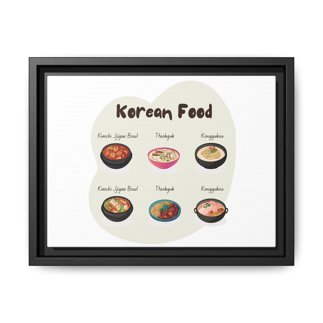 Korean Food Collage, Art on Matte Canvas, Framed in Black or White - Etsy
