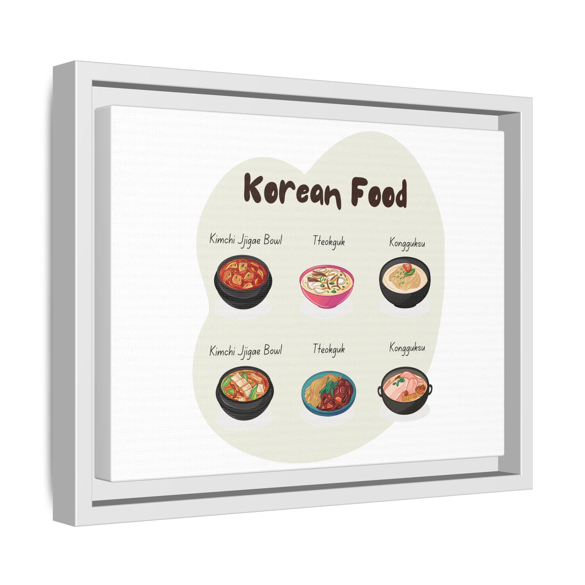 Korean Food Collage, Art on Matte Canvas, Framed in Black or White - Etsy