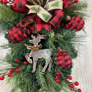 Rustic Christmas Swag for Front Door, North Woods Swag, Cabin Christmas ...