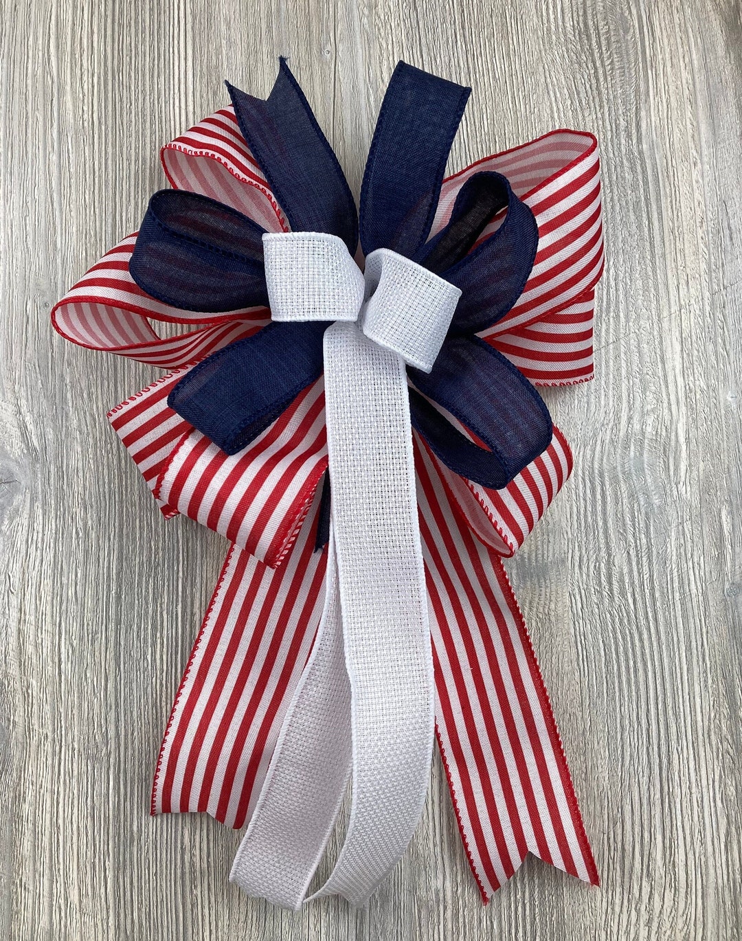 Patriotic Bow, Red, White and Blue Bow for Wreath, Americana Decoration ...