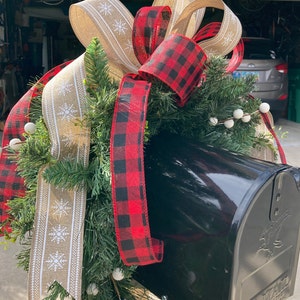 Christmas Mailbox Topper, Christmas Mailbox Swag, Rustic Christmas ...