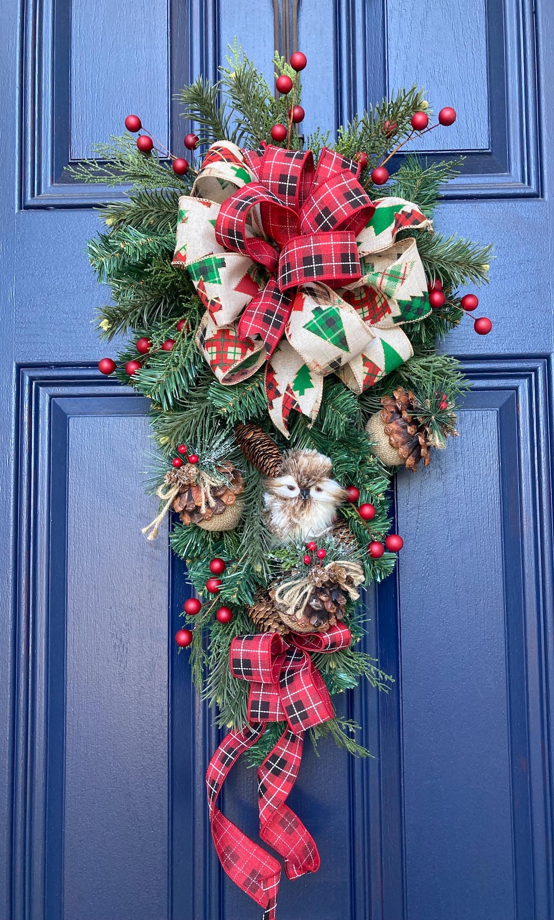 Rustic Christmas Wreath Swag for Front Door, North Woods Swag, Cabin ...