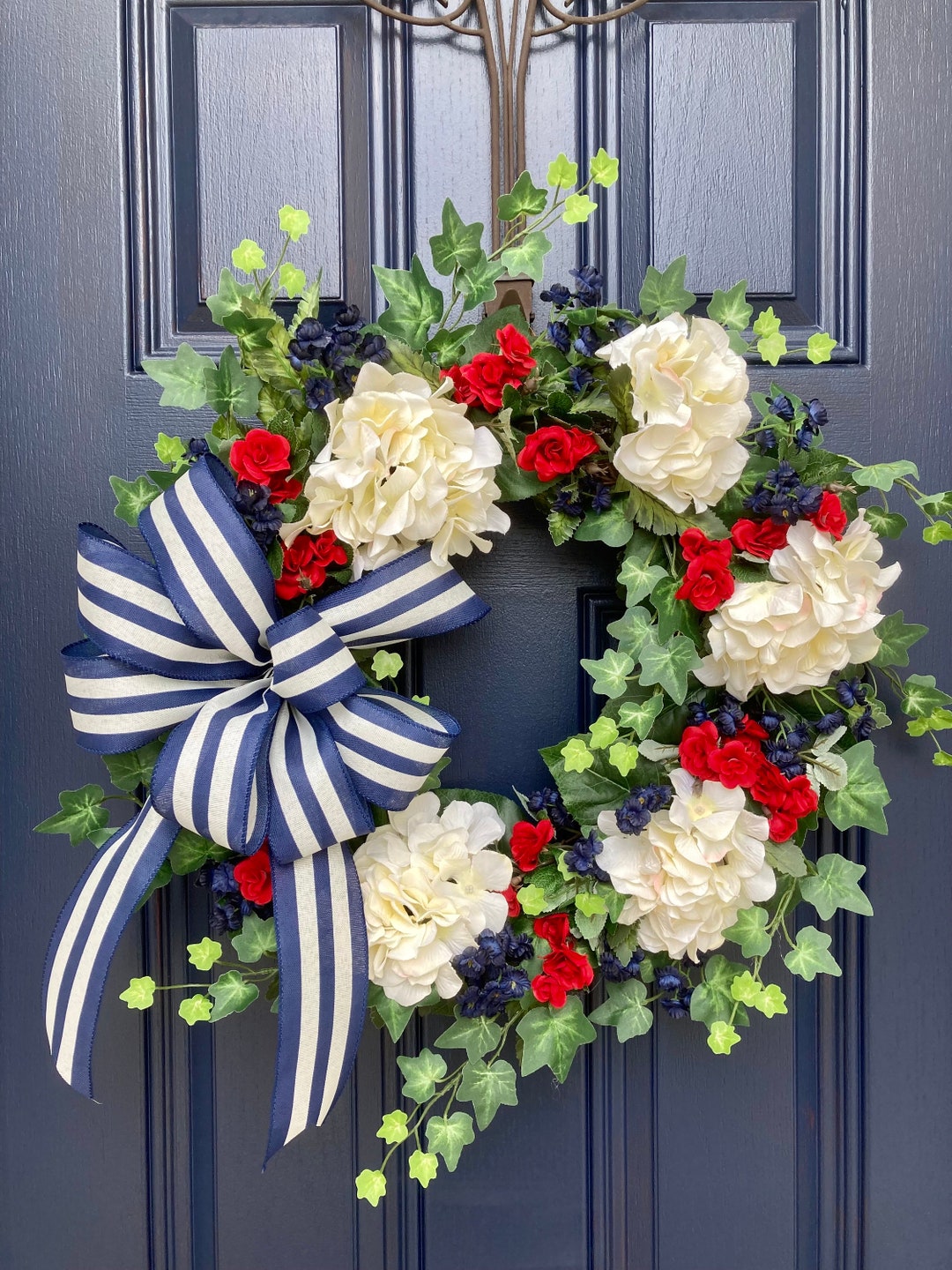 Patriotic Wreath, XL Red White and Blue Wreath, Summer Wreath for ...