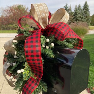Christmas Mailbox Topper, Christmas Mailbox Swag, Rustic Christmas ...