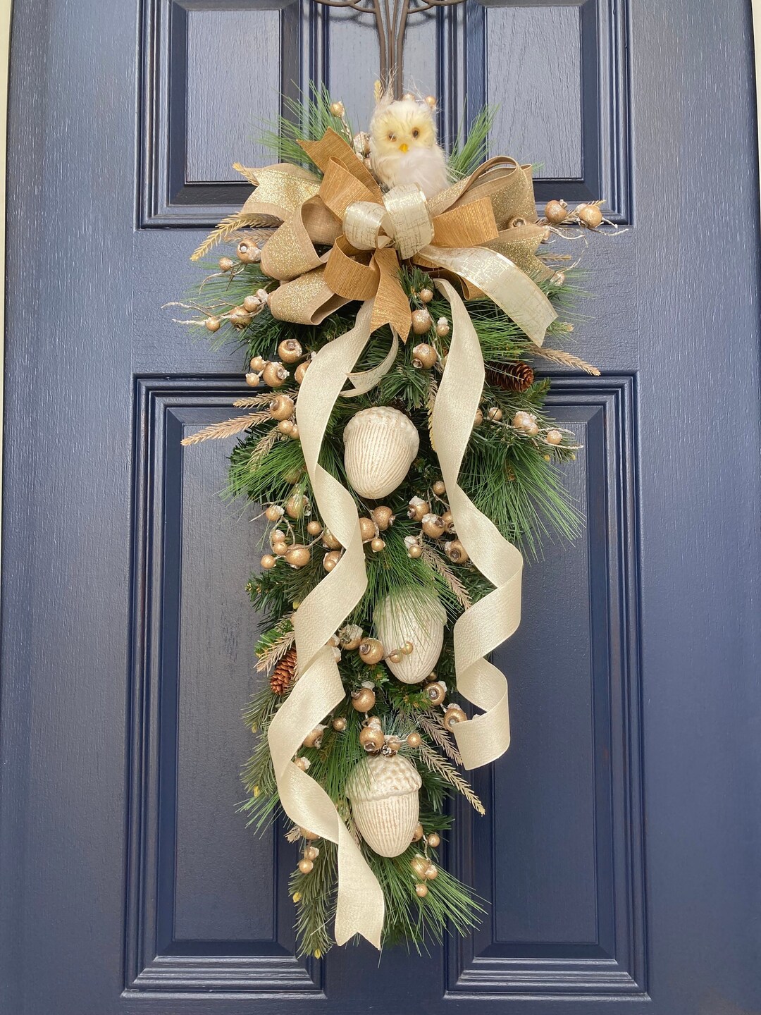Large Rustic Front Door Christmas Swag, XL Rustic Winter Swag for Front ...