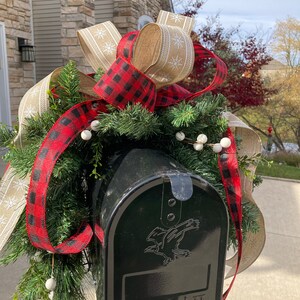 Christmas Mailbox Topper, Christmas Mailbox Swag, Rustic Christmas ...