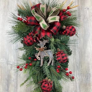Rustic Christmas Swag for Front Door, North Woods Swag, Cabin Christmas ...