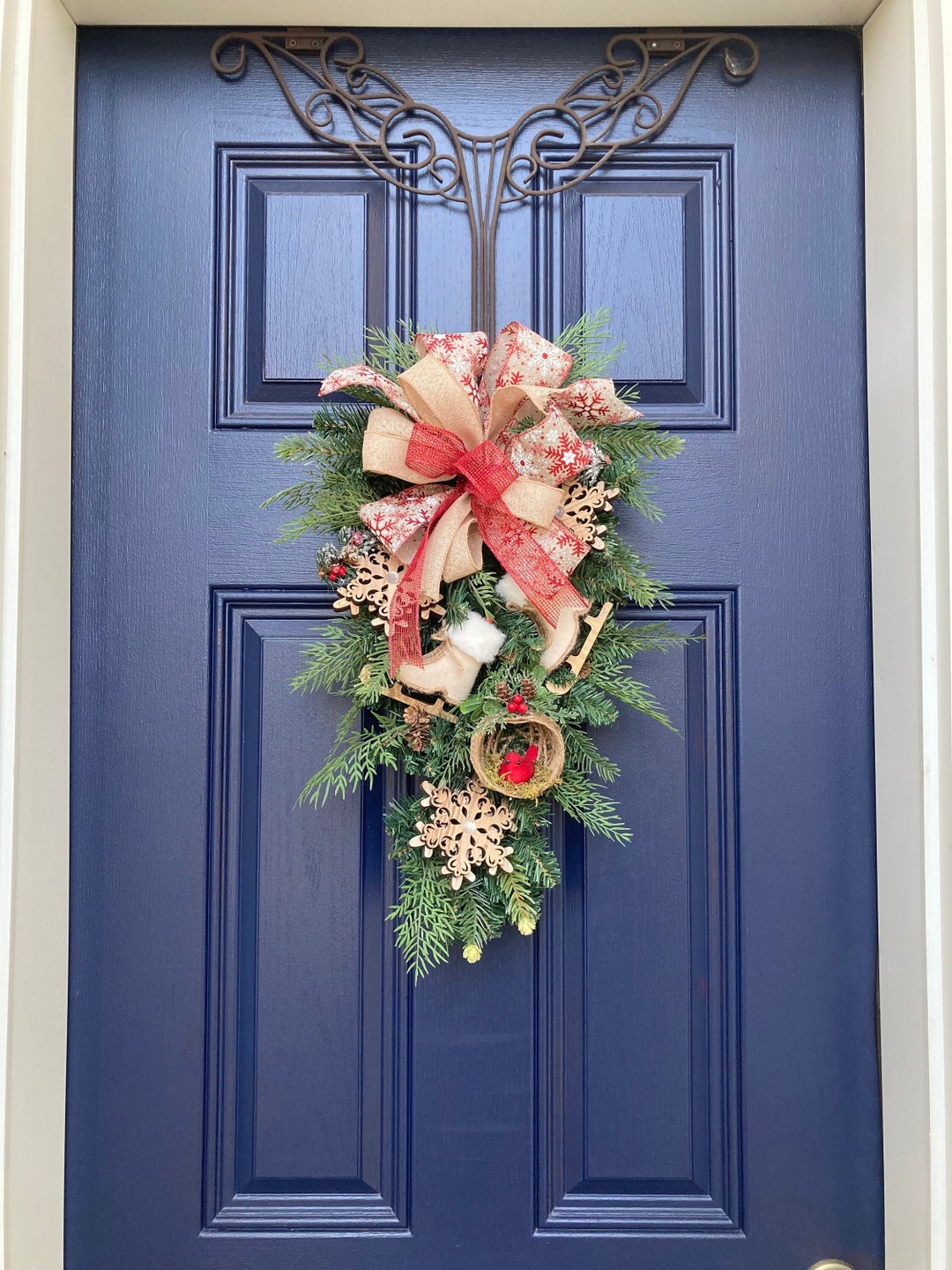 Rustic Christmas Swag for Front Door, North Woods Swag, Cabin Christmas ...