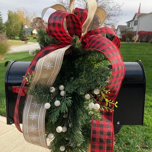 Christmas Mailbox Topper, Christmas Mailbox Swag, Rustic Christmas ...