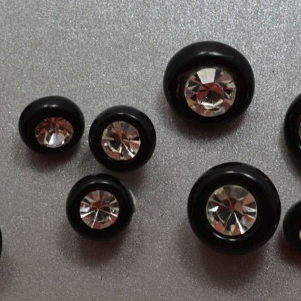 Black Rhinestone Buttons - Etsy