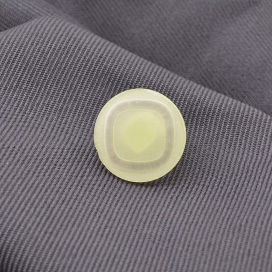 Translucent Pale Milky Green Frosted Button With White Square Center ...