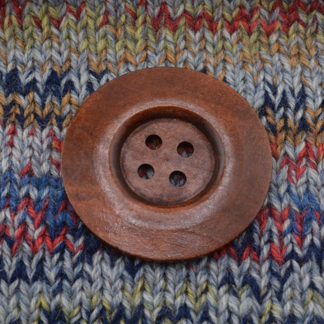 Shiny Dark Wood Button With Raised Edge – 4-hole (3D-01) - Etsy