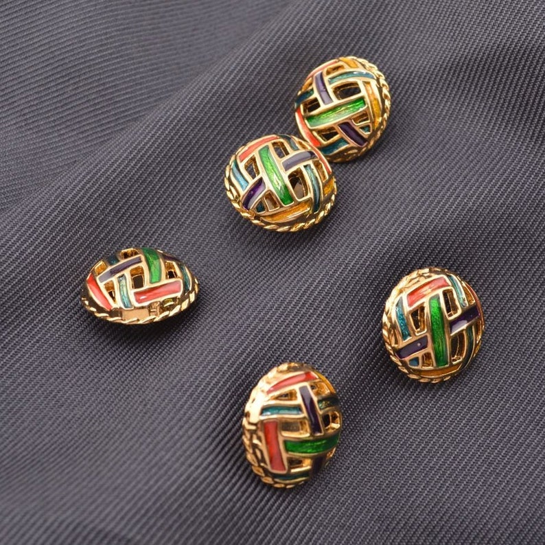 Round Open Weave Bright Metallic Gold Tone Metal Button With Bright ...