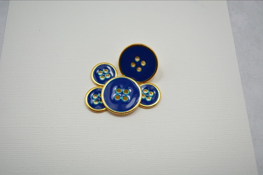 Navy Enamel With Gold Rim Button – 4 Hole (E-04) - Etsy
