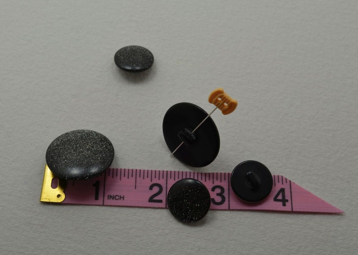 Black Dome Button With Silver Sparkles – Shank (OO-01) - Etsy