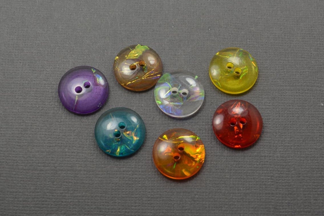 Colored Plastic Buttons With Sparkles 2 Hole QQ-12 - Etsy