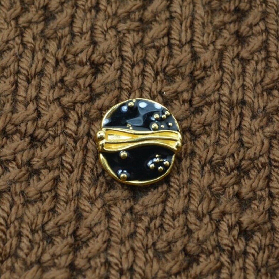 Bright Gold and Black Enamel With Gold Dot & Line Decoration - Shank ...